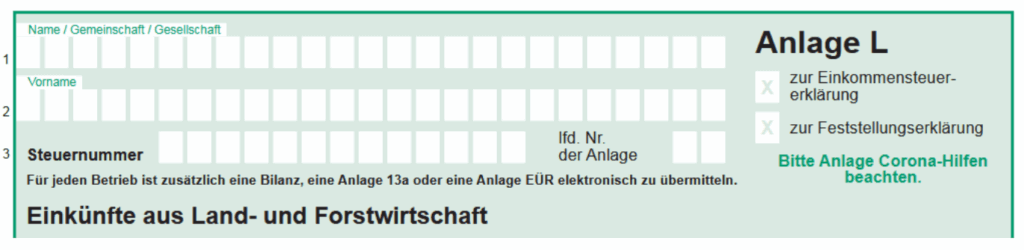 Anlage L (Einkünfte aus Land- und Forstwirtschaft): Ausfüllhilfe für ...